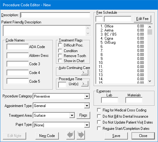Adding ADA-CDT dental codes